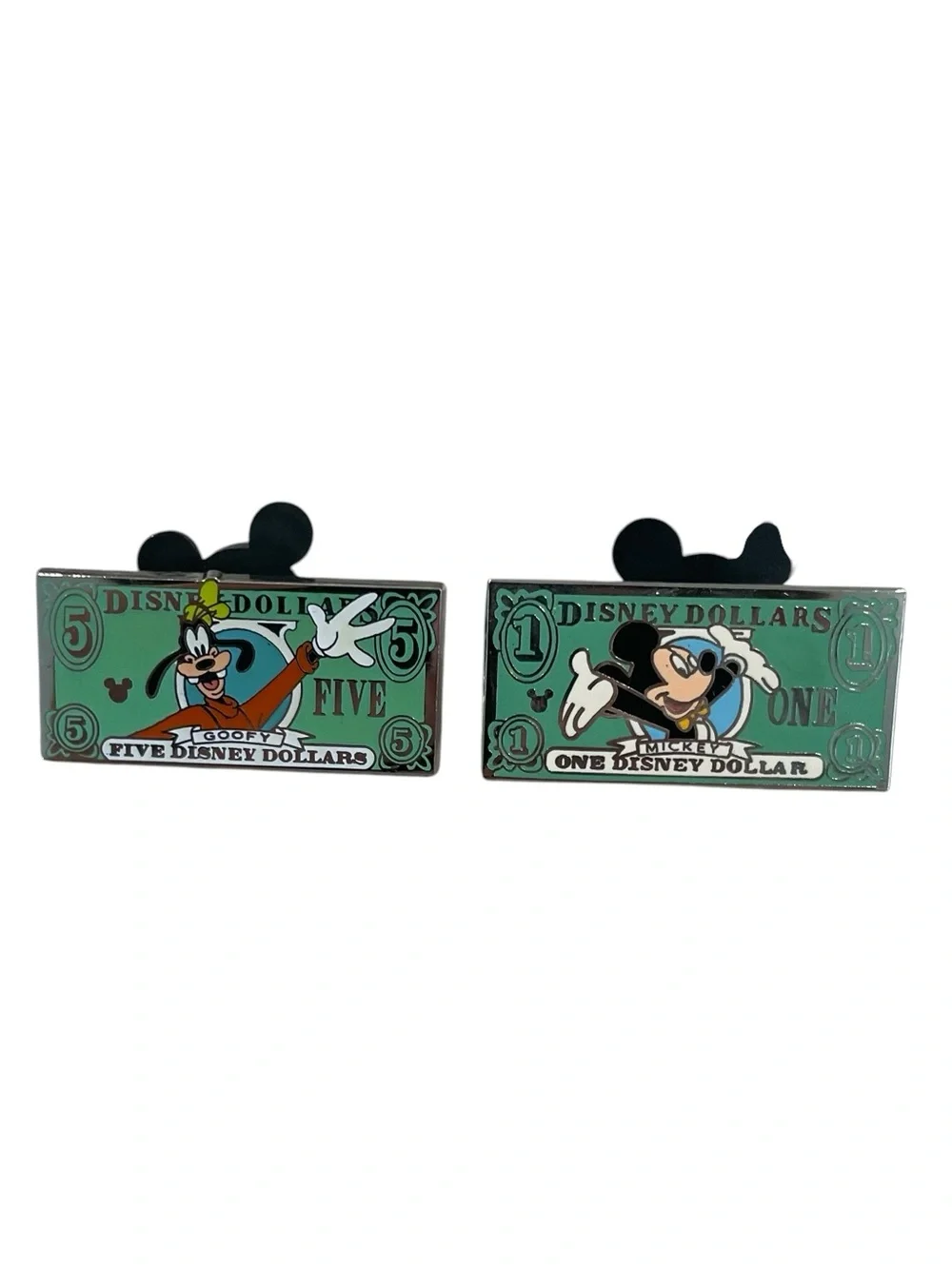 Disney | Other | Disney Pins Set Of 2 Goofy 5 Dollar Bill And Mickey ...
